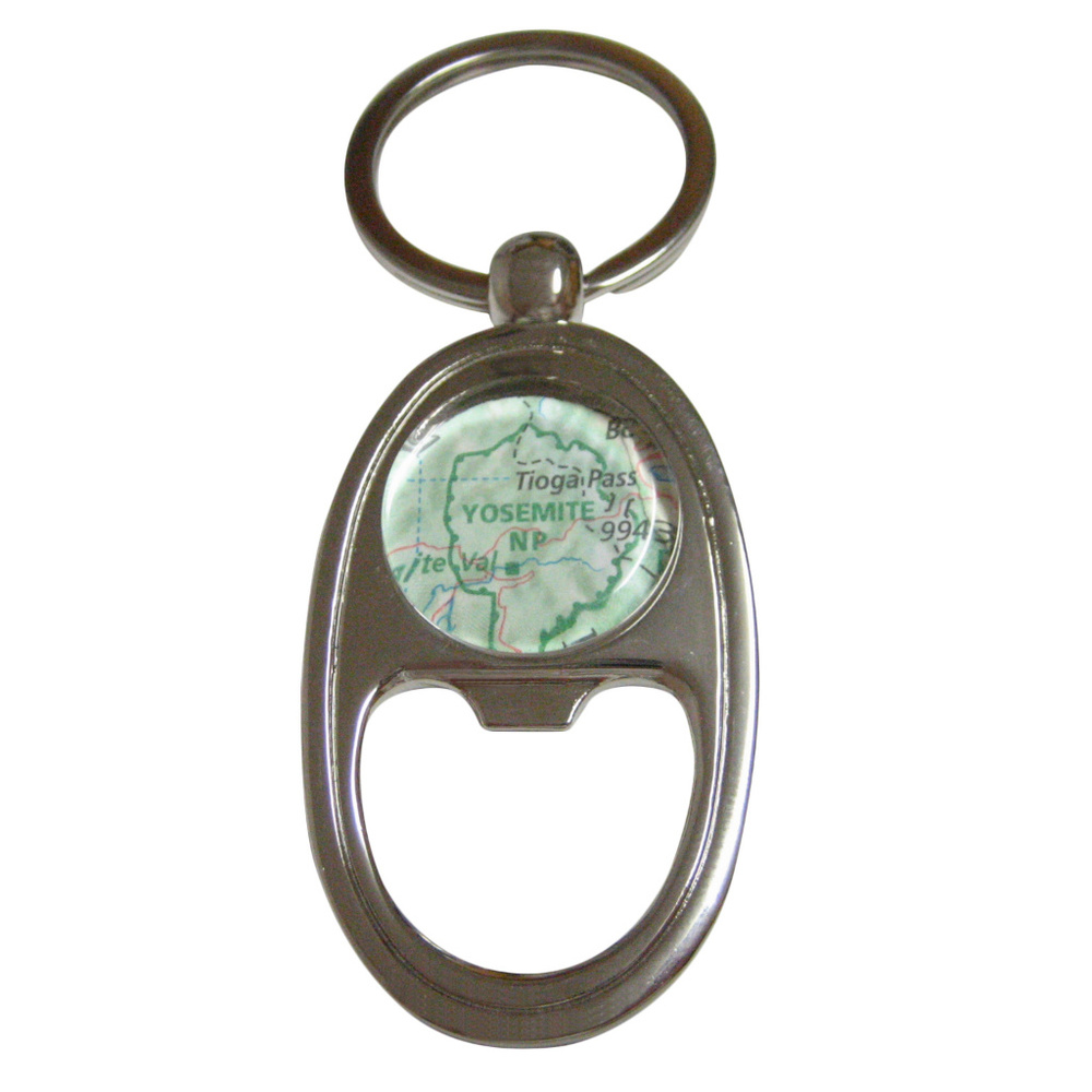 Yosemite National Park Map Bottle Opener Key Chain - Gem